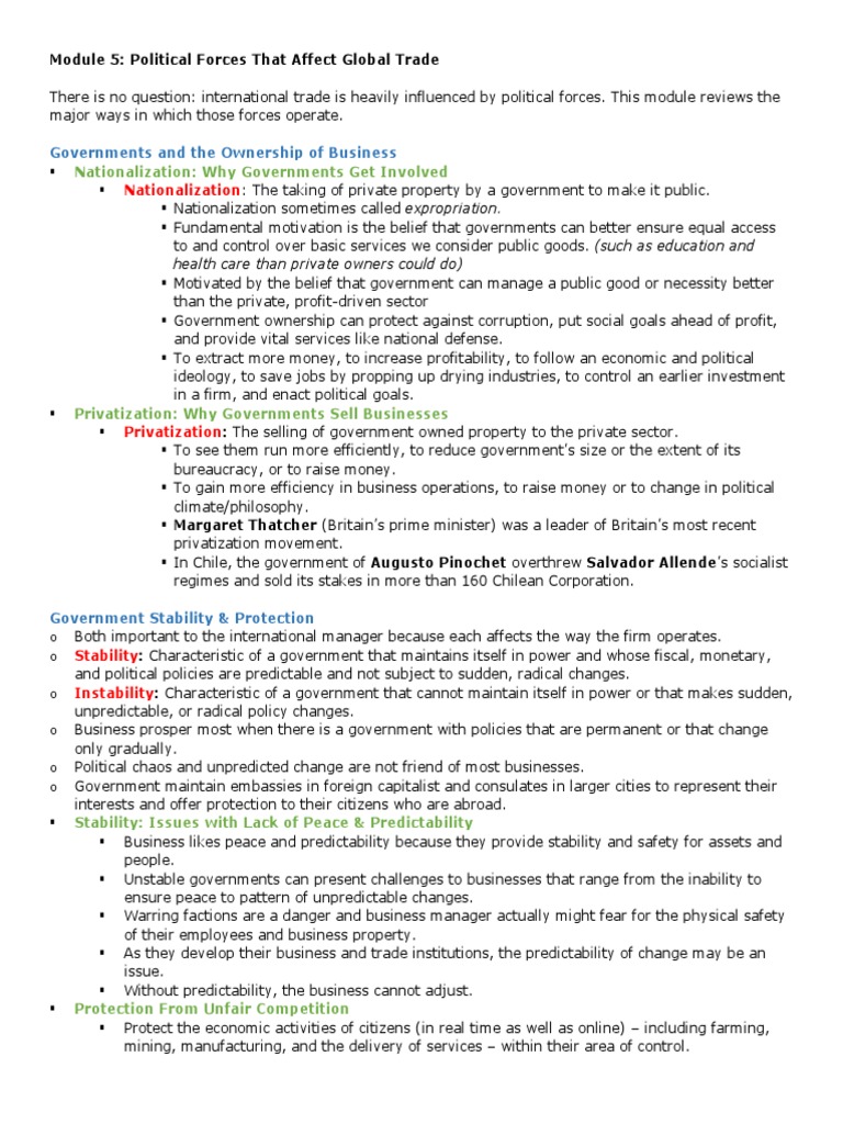 Political Forces Impacting Global Trade | PDF