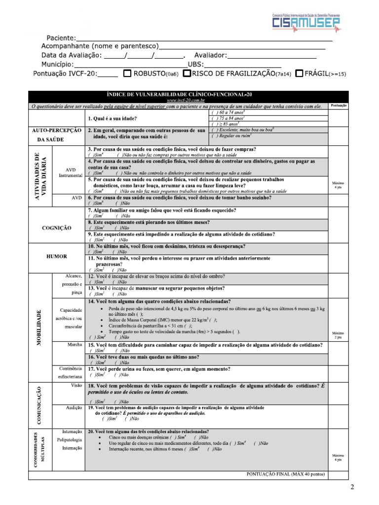 Estratificacao - Rede - Atencao - Saude - Idoso - IVCF 20 | PDF