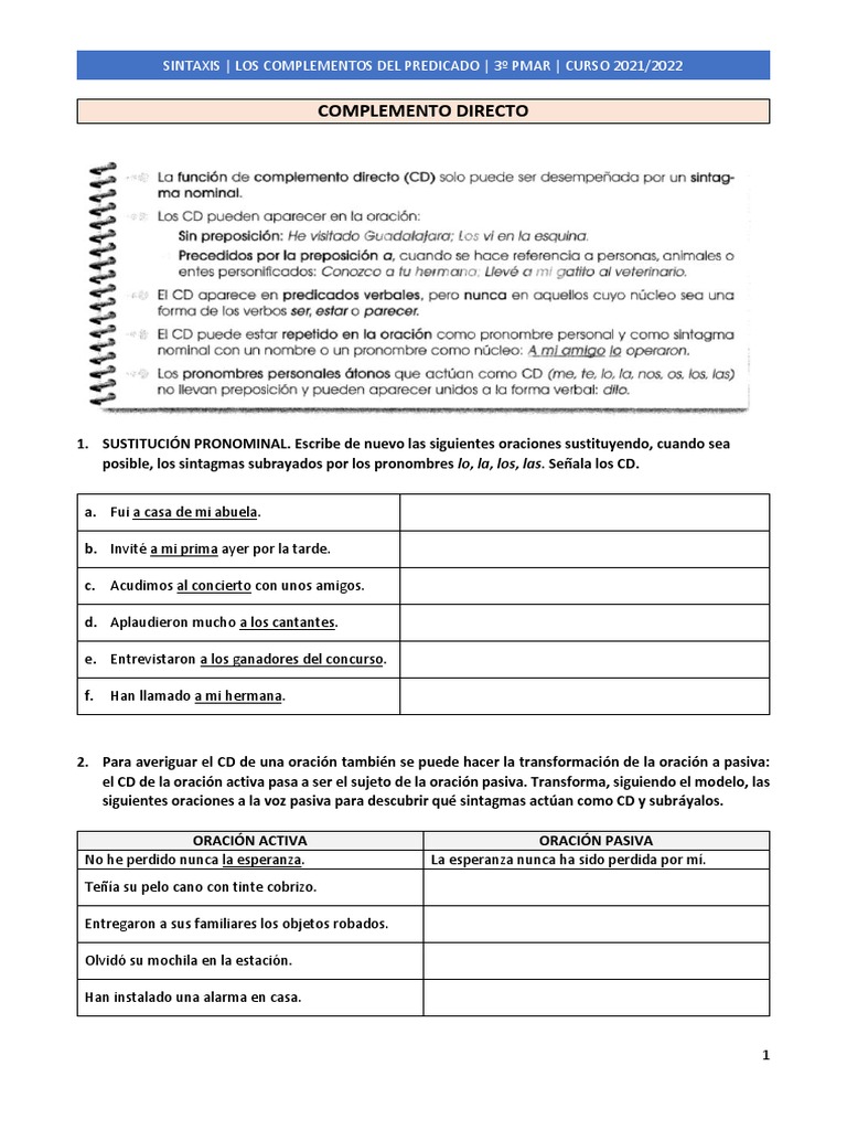 Sintaxis Actividades | PDF | Predicado (Gramática) | Oración (Lingüística)