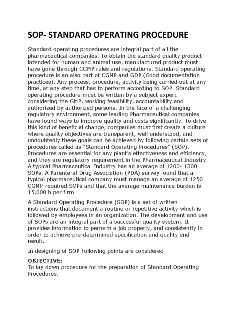 Sop-Standard Operating Procedure: Objective | PDF | Computing | Business