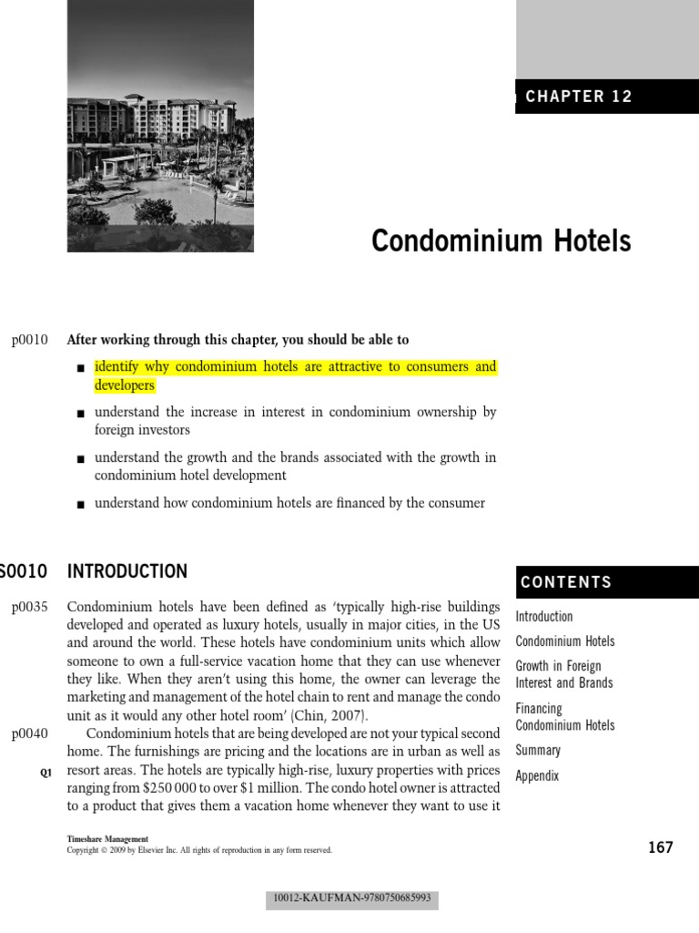 Chapter 12 Condominium Hotels | PDF | Condominium | Loans