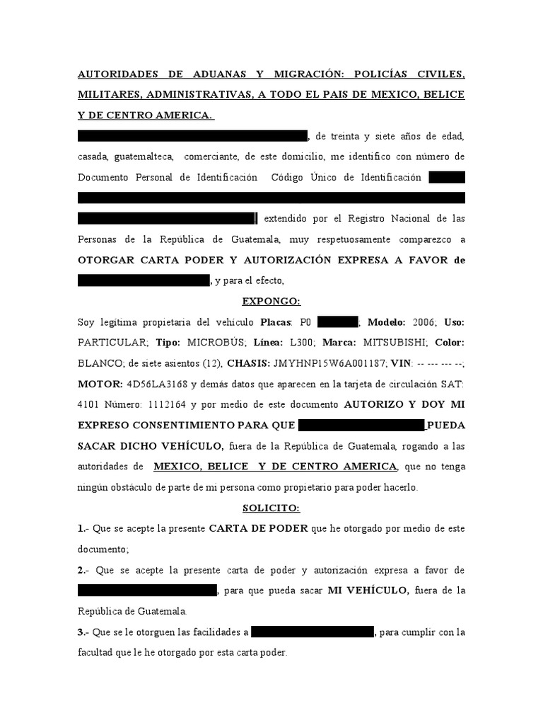 Carta de Poder para Circular | PDF