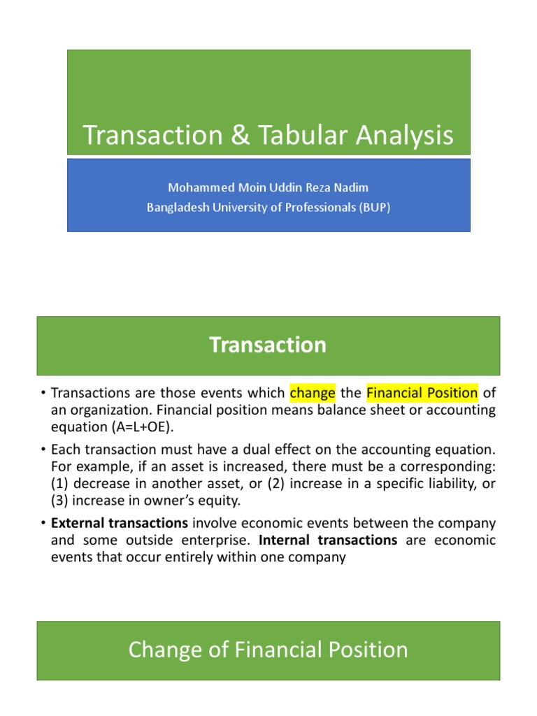 Transaction & Tabular Analysis | PDF | Equity (Finance) | Cash