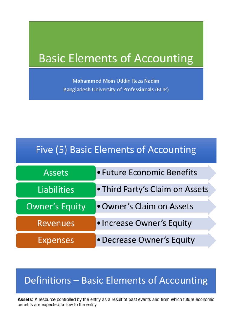 Five Basic Elements of Accounting | PDF
