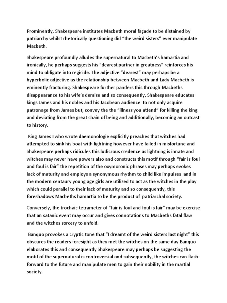 Macbeths Ambition Essay | PDF