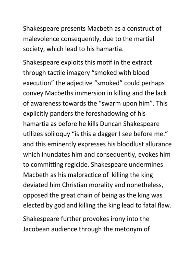 Macbeth Is A Violent Character Essay | PDF