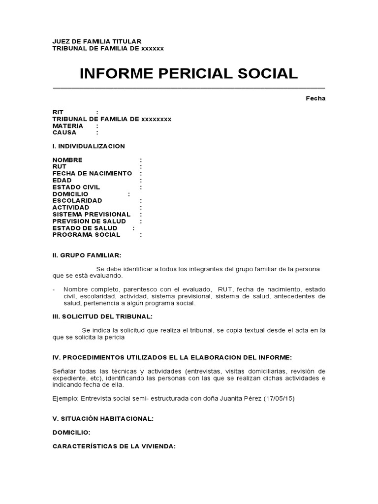 Formato Informe Pericial Social | PDF