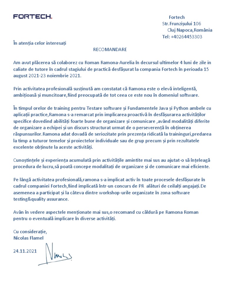 Scrisoare de recomandare | PDF