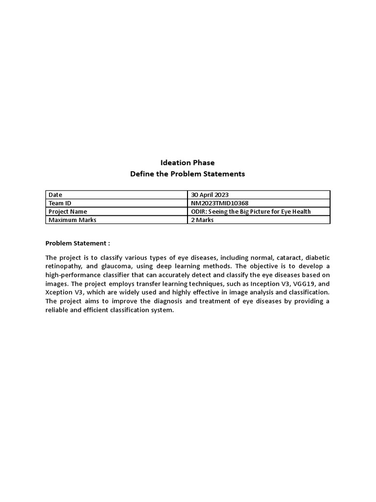 Define Problem Statements Template | PDF