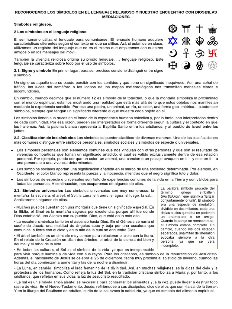 Reconocemos Los Símbolos en El Lenguaje Religioso y Nuestro Encuentro ...