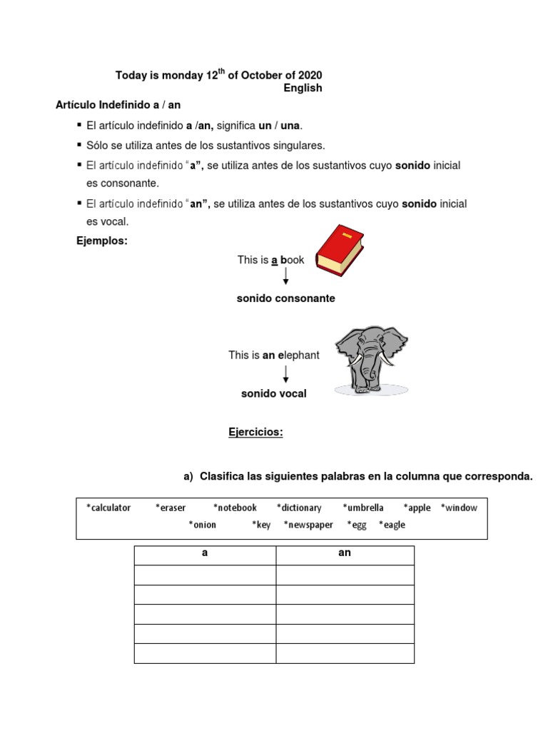 Actividad 12-16 Octubre Ingles 2c | PDF