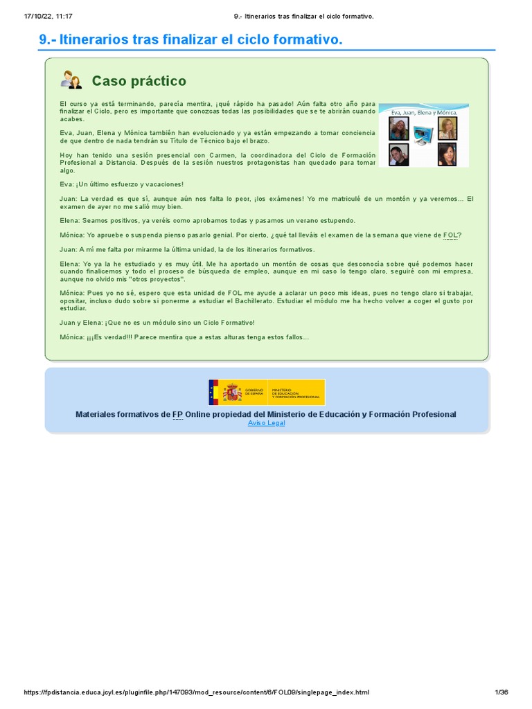 Caso Práctico: 9.-Itinerarios Tras Finalizar El Ciclo Formativo | PDF | La búsqueda de empleo ...