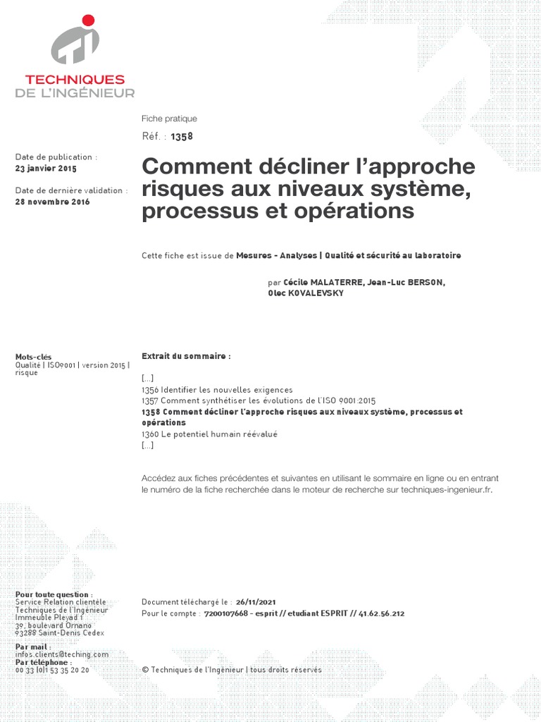 Approche Par Les Risques 1358 | PDF | Management de la qualité | Risque