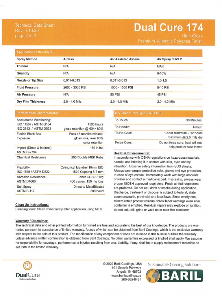 Baril Dual Cure 174 | PDF
