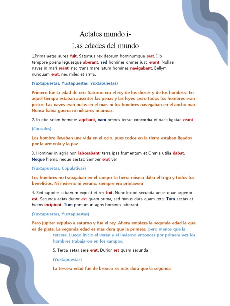 Aetates Mundo I-Las Edades Del Mundo: Fuit Erat Aberant Erant Erant ...