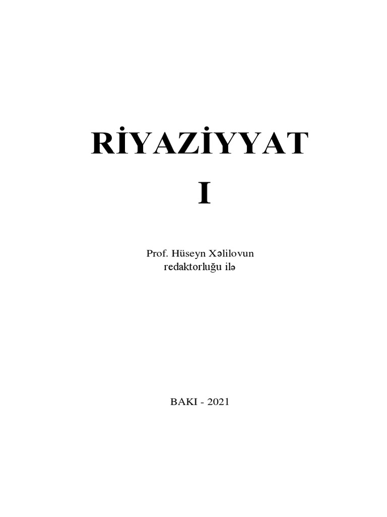 Riyaziyyat Hisse1 | PDF
