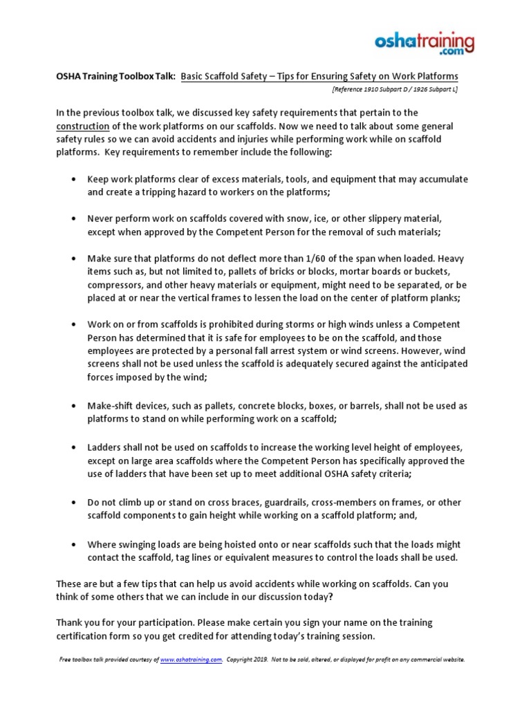 Tbt Scaffolding Safety4 Pdf Scaffolding Occupational Safety And Health
