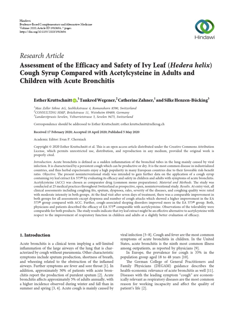 Research Article | PDF | Cough | Bronchitis