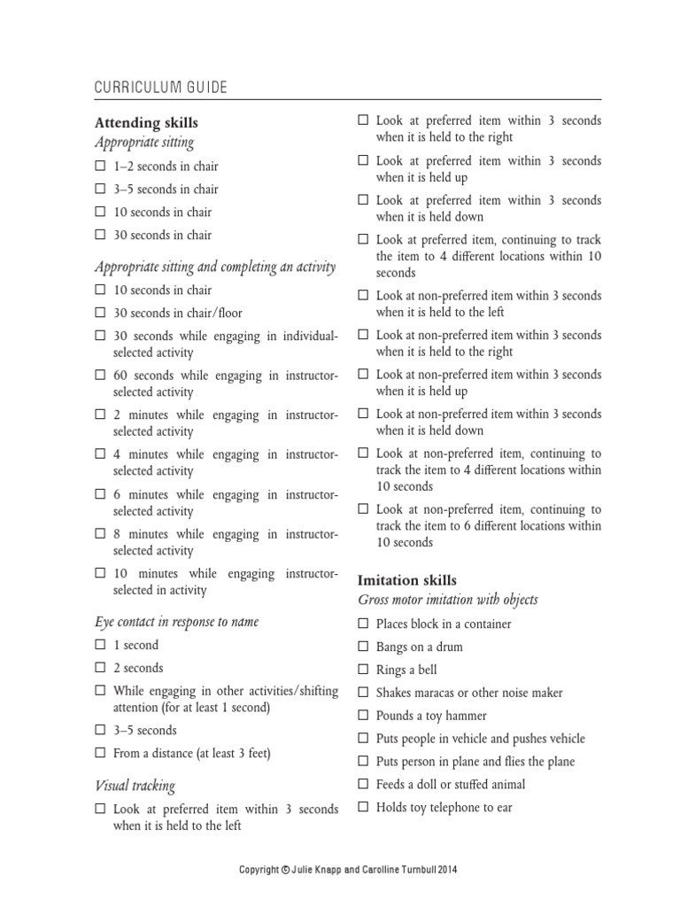 A Complete ABA Curriculum For Individuals | PDF | Toys | Yellow