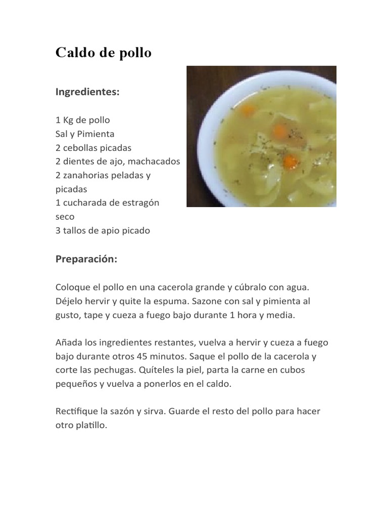 Receta de Caldo de Pollo Casero | PDF