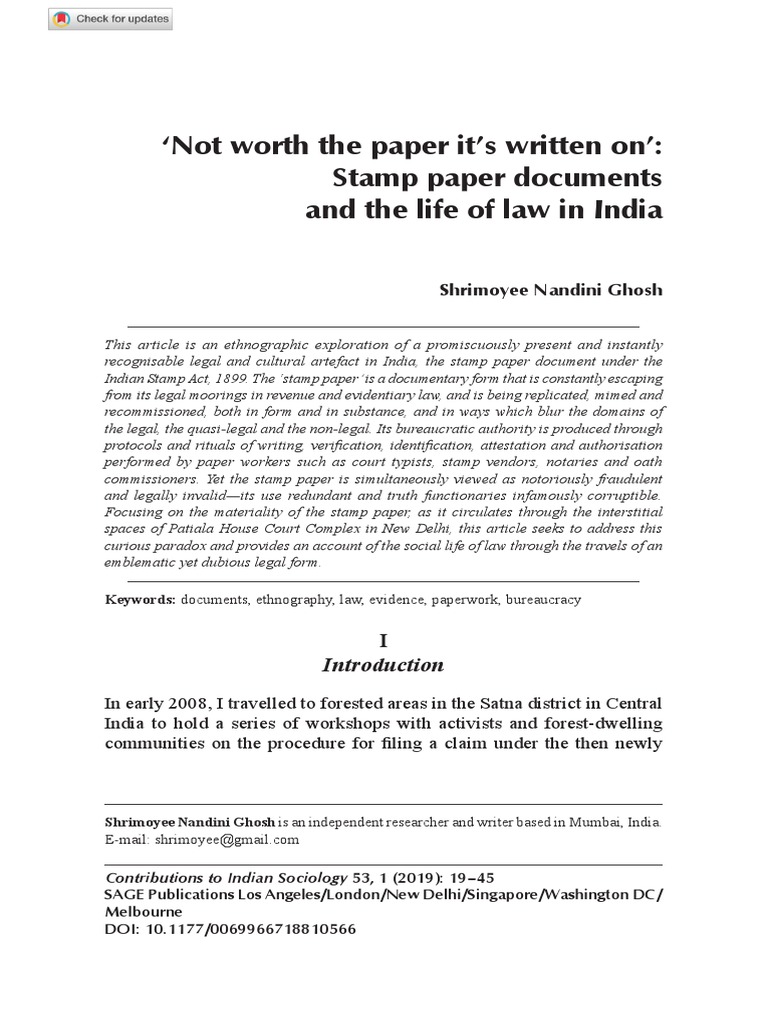 Shrimoyee Ghosh. "Not Worth The Paper It's Written On' Stamp Paper ...