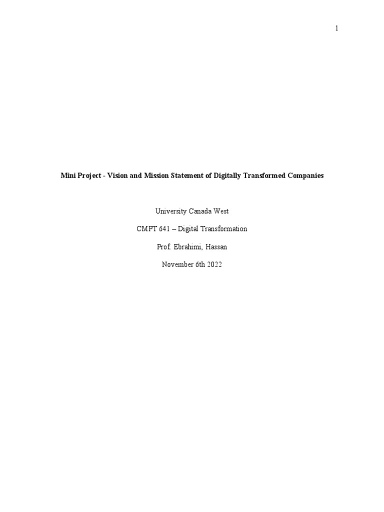 CMPT - Digital Transformation - Individual Assignment 1 | PDF | Business