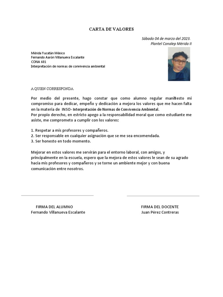 Carta de Valores | PDF