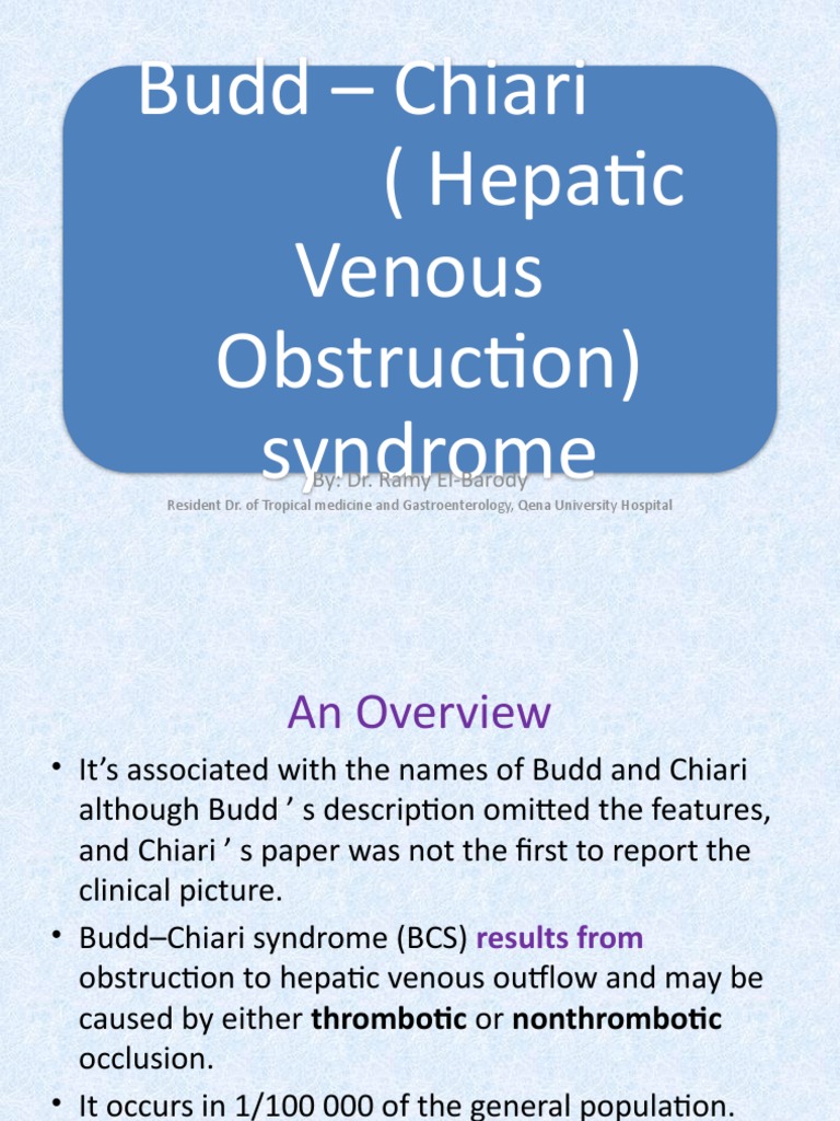 Budd - Chiari (Hepatic Venous | PDF | Liver | Thrombosis