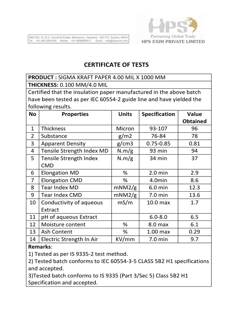 Sigma Kraft Paper 4 Mil TC | PDF