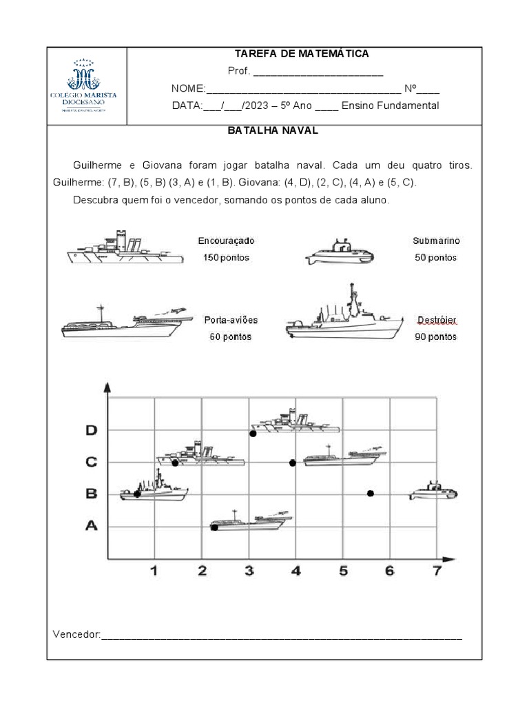 Batalha Naval: Descubra o Vencedor entre Guilherme e Giovana | PDF