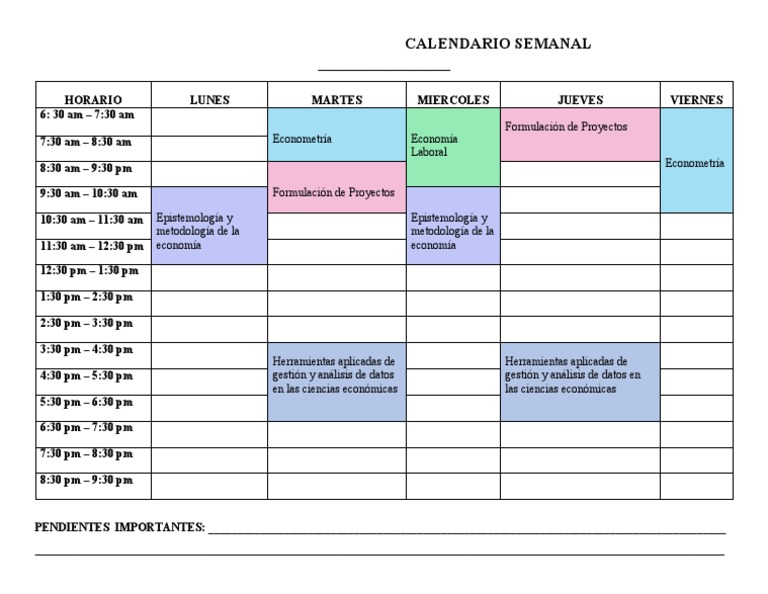 Horario Semanal | PDF
