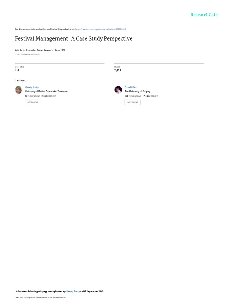 Festival Management Pdf