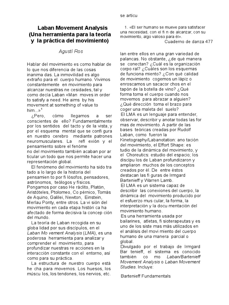 Laban Movement Analysis Cas | Descargar gratis PDF | Bailes