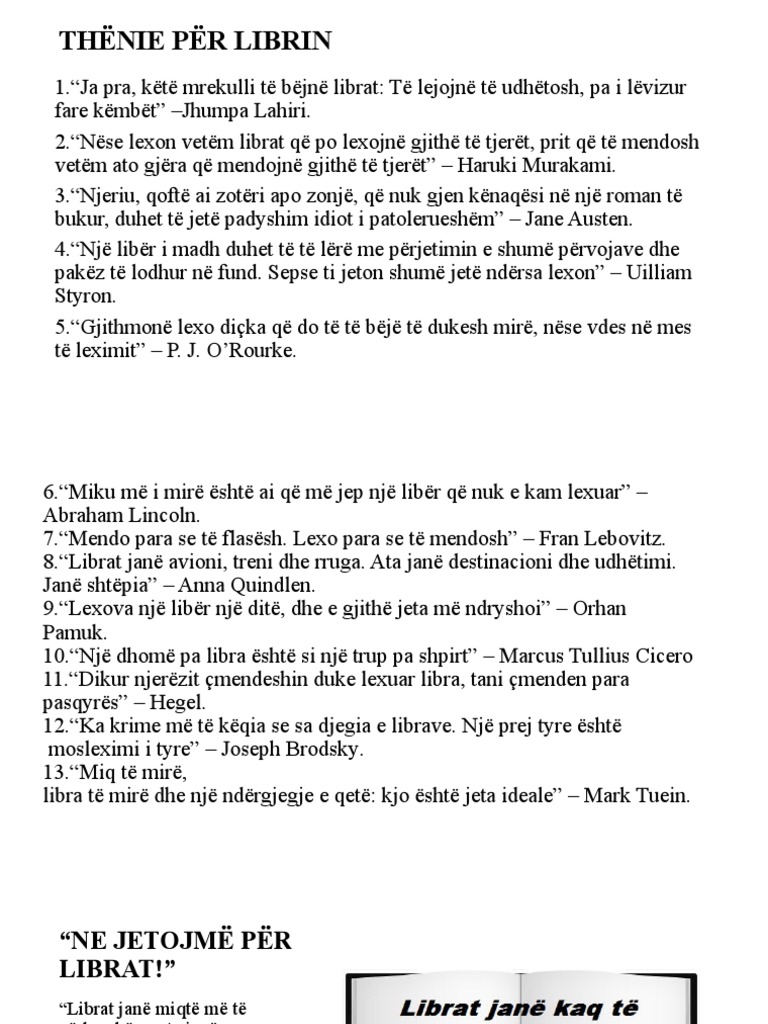 Thënie Për Librin | PDF