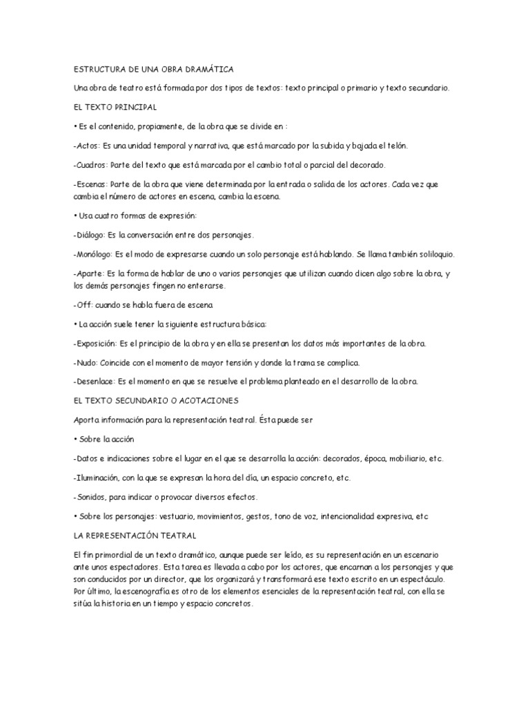 Estructura de Una Obra Dramática | PDF | Teatro