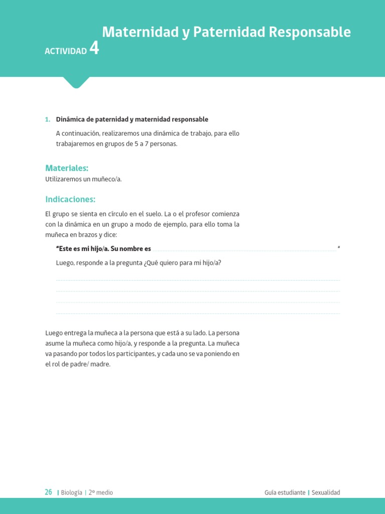 Maternidad y Paternidad Responsable: Actividad | PDF