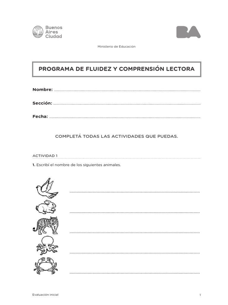 Instrumento Toma 1 - Fluidez y Comprensión Lecto - 230330 - 165513 | PDF