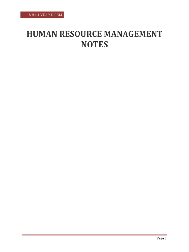 HRM Unit I Notes | PDF