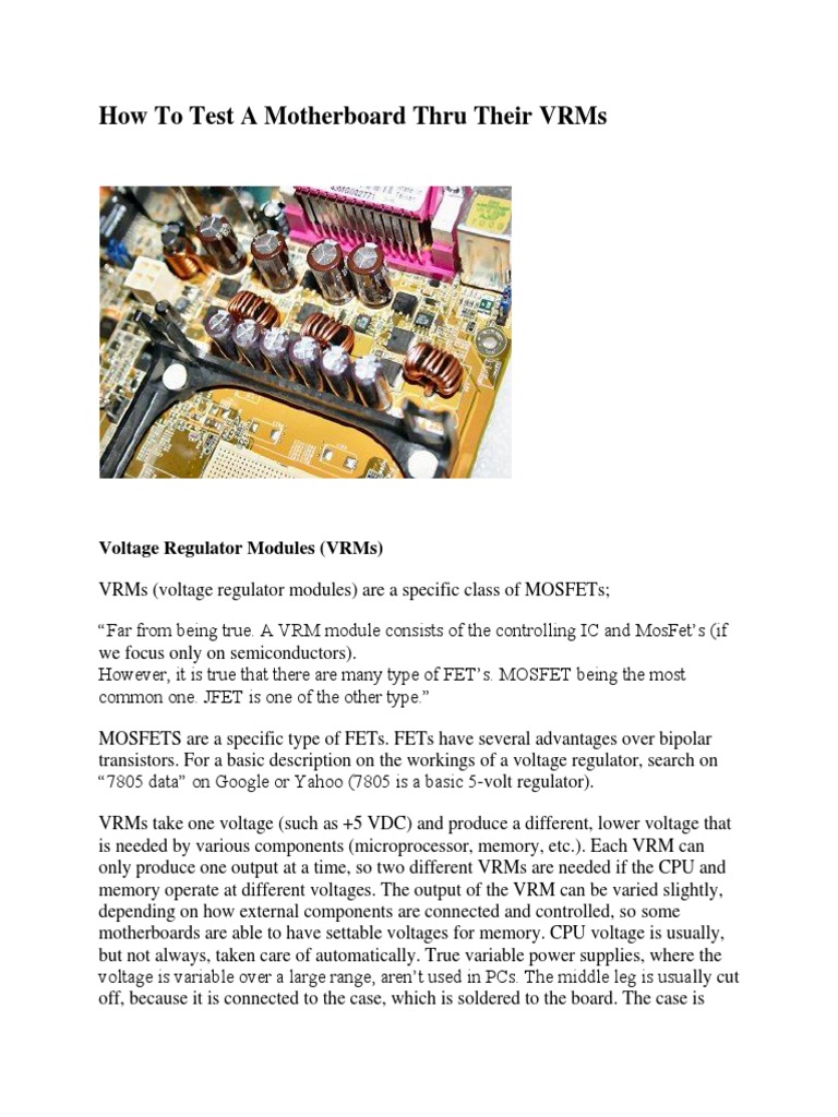 How To Test A Motherboard Thru Their VRMs | Download Free PDF | Field ...