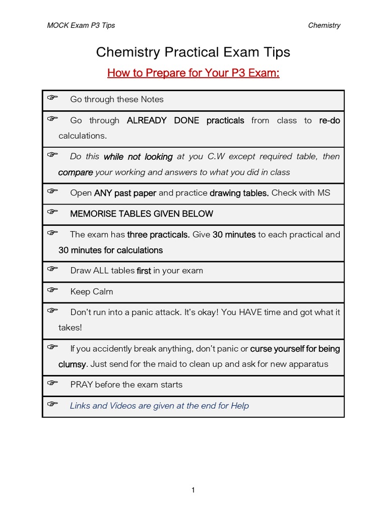 Chemistry Practical Exam Tips | PDF | Salt (Chemistry) | Significant Figures