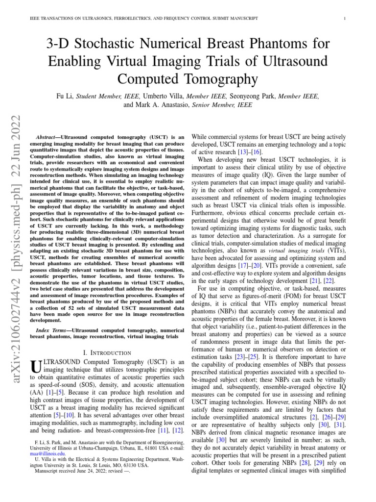 3-D Stochastic Numerical Breast Phantoms For Enabling Virtual Imaging Trials of Ultrasound ...