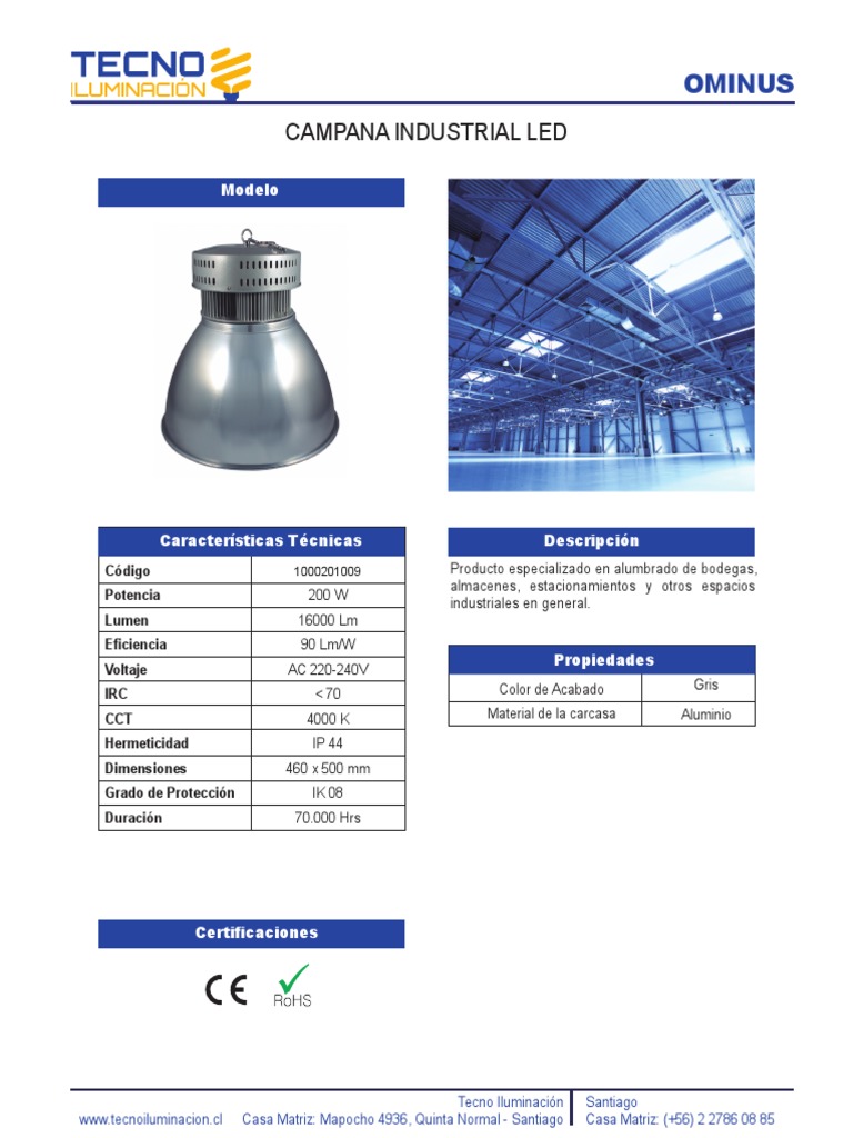 Campana Industrial LED OMINUS 200W | PDF