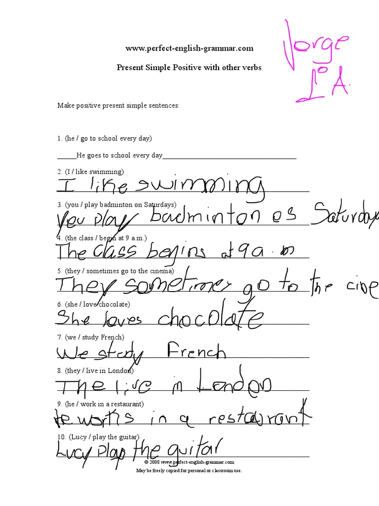 Present Simple (Affirmative) | PDF | Languages | Foreign Language Studies