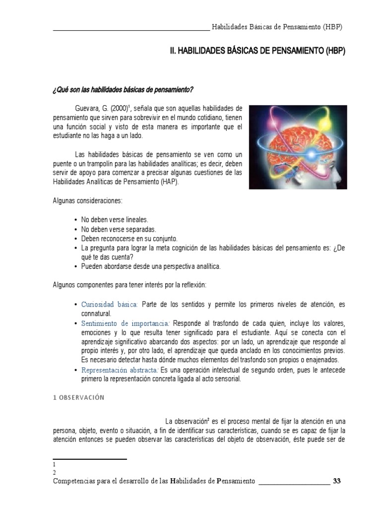 Habilidades Básicas Del Pensamiento | PDF | Pensamiento | Mente