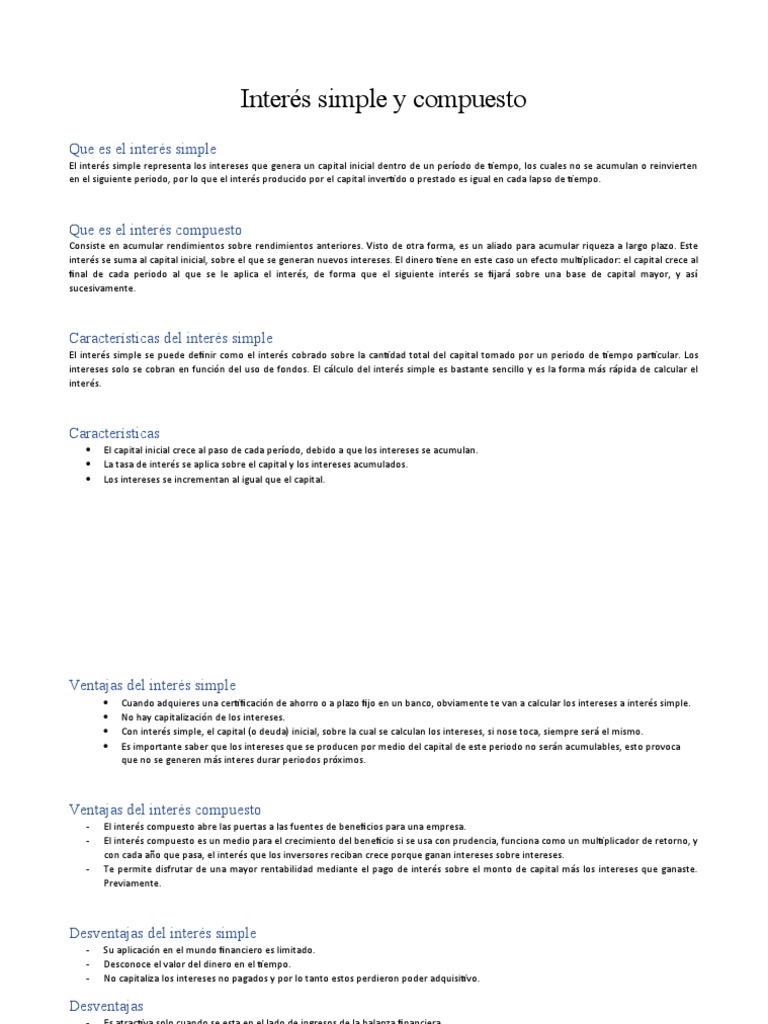 Interés Simple vs Compuesto: Guía SEO | PDF | Interés | Interés compuesto