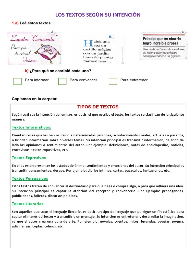 Tipos de Textos según su Intención | PDF | Autor