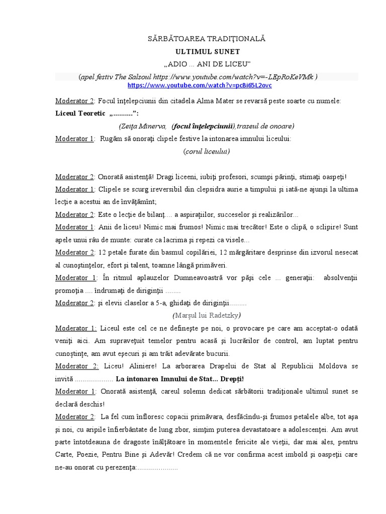 Scenariul Activității Educaționale Ultimul Sunet | PDF