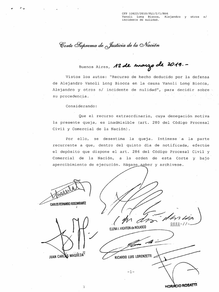 6 - FALLO Vanoli Long | PDF | Sentencia (ley) | Gobierno