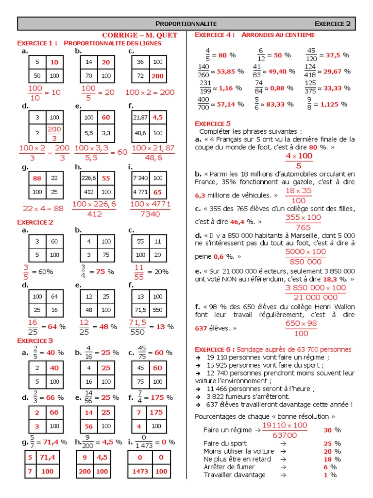 Calculs de Pourcentages Corriges D Exercices | PDF