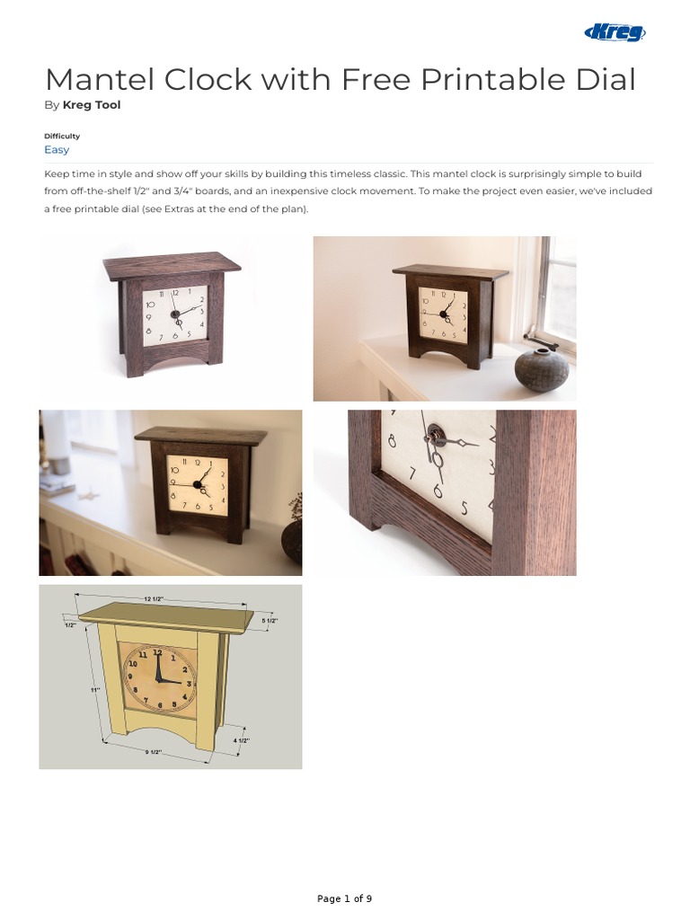 Mantel Clock With Free Printable Dial | PDF